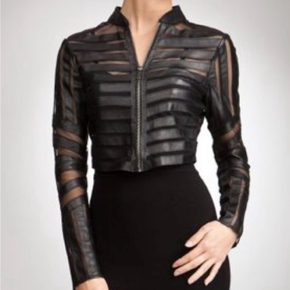 bebe | Jackets & Coats | Nwt Bebe Chevron Leather Mesh Panel Crop ...